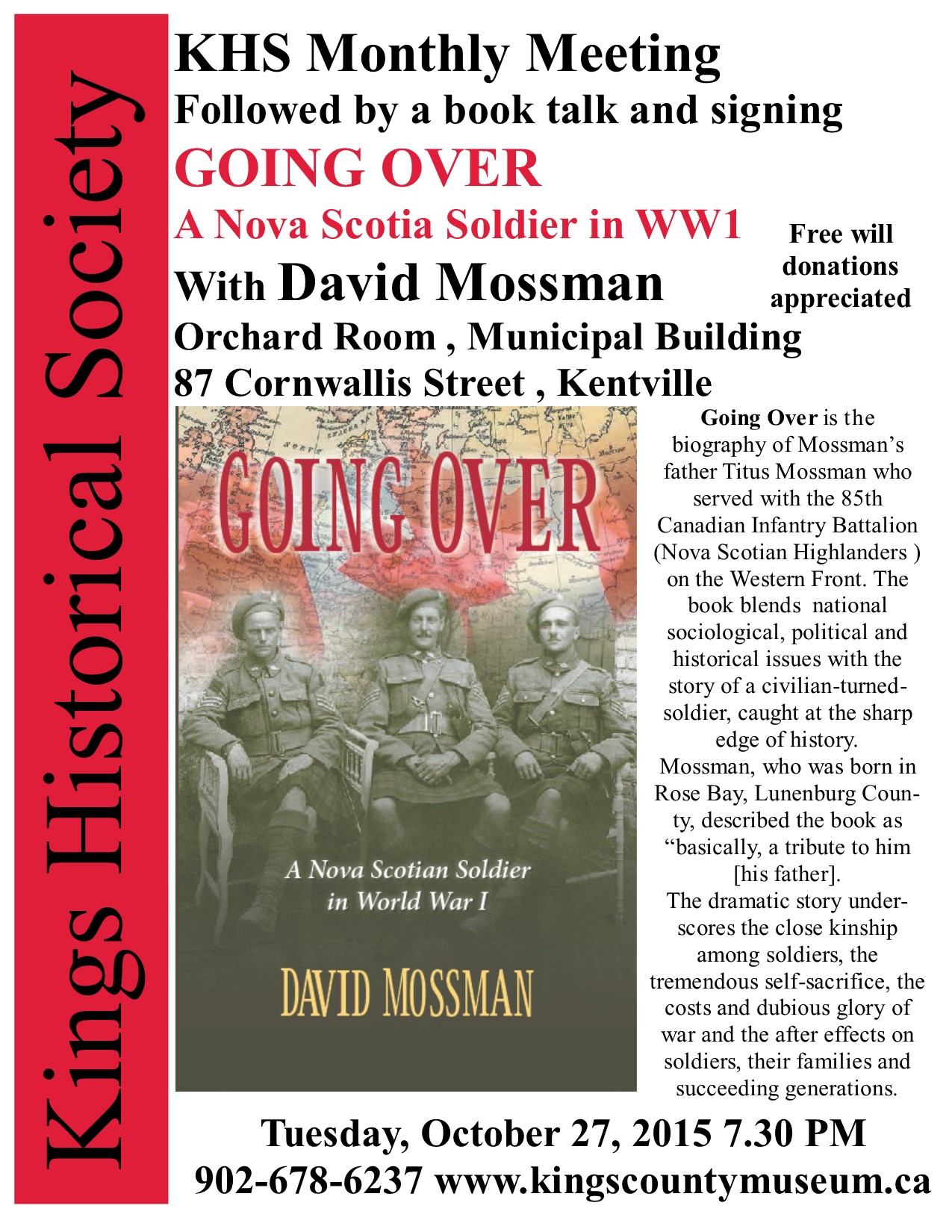 Monthly Meeting “Going Over” David Mossman – Kings County Museum